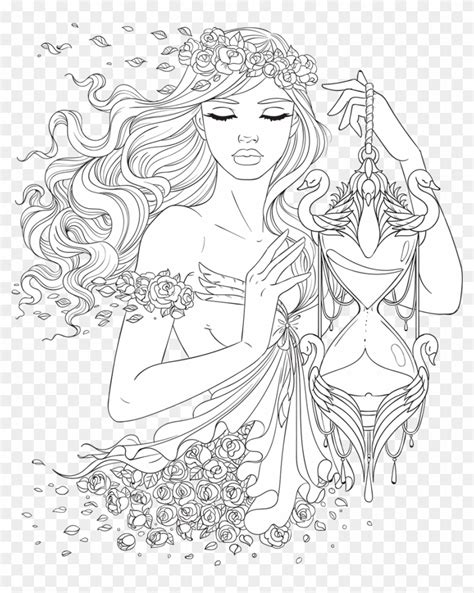 Line Artsy Free Beautiful Women Coloring Pages For Adults Clipart