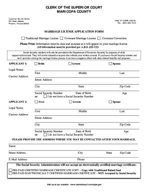 Az Marriage License Application Form Maricopa County Fill