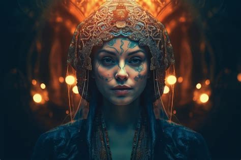 Premium Ai Image A Woman Holding A Bunch Of Skulls