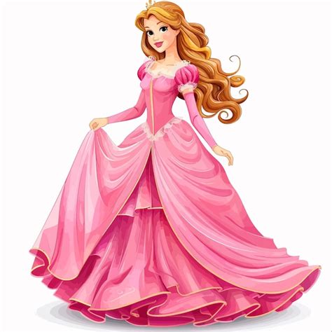 Una muñeca Barbie con el pelo largo y rubio y el vestido rosa Vector