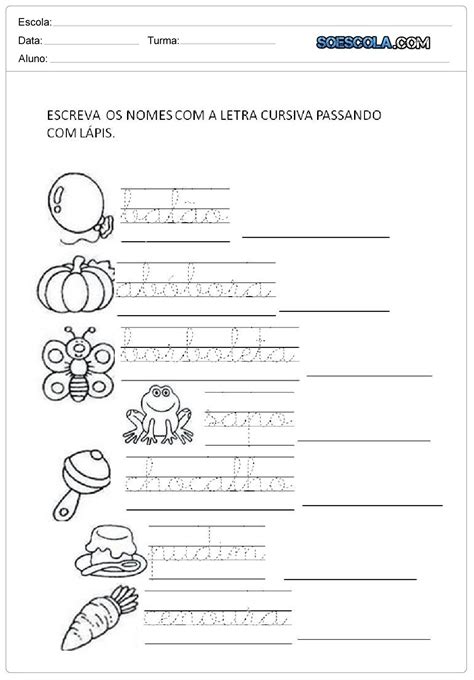 Atividades para Imprimir Letras Cursivas SÓ ESCOLA