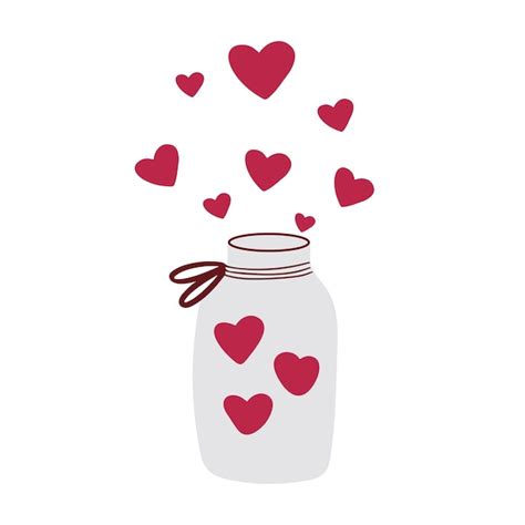 Frasco de vidrio con corazones linda ilustración para el día de san