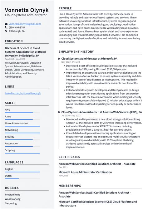 Google Cloud Systems Administrator Resume Examples