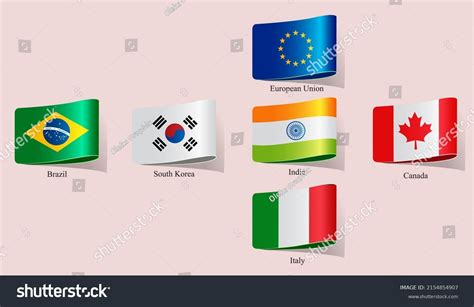 National Flags Icons Modern Shiny Colored Stock Vector Royalty Free