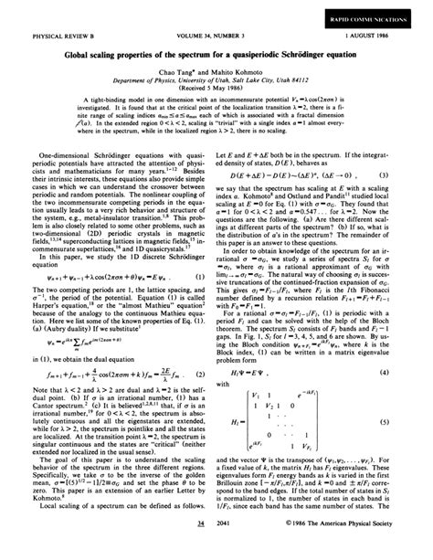 pdf global scaling properties of the spectrum for a quasiperiodic schrödinger equation