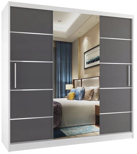 Szafa Przesuwna PREMIUM Z Lustrem SZUFLADY 200 Cm MT SZP5 1 W SR 0