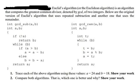 solved euclid s algorithm or the euclidean algorithm is