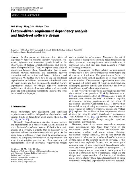 pdf feature driven requirement dependency analysis and high level software design