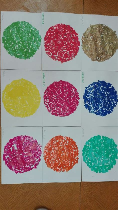 Six Different Colored Circles Are Arranged On Paper