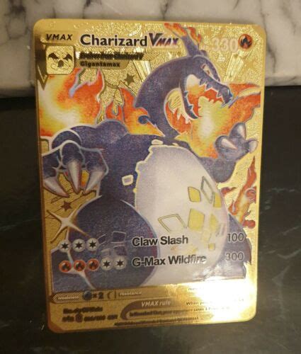Shiny Charizard Vmax Rare Pokemon Card Gold Metal Fates SV107 SV122 SSR