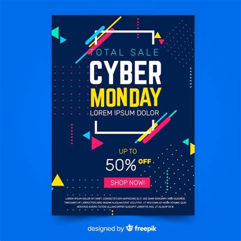 Free Vector Flat Design Cyber Monday Flyer Template