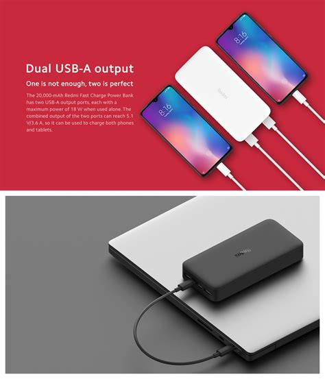 20000mAh Redmi 18W Fast Charge Power Bank Xiaomi UK