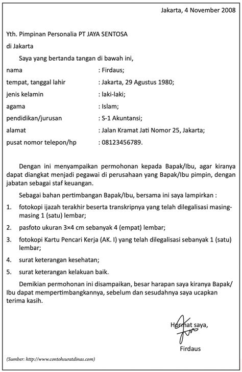 Contoh Surat Lamaran Kerja Yang Baik Dan Benar Terbaru Fresh