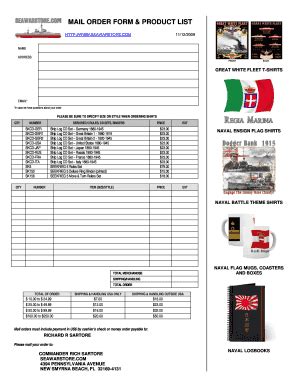 Fillable Online Mail Order Form Product List BPDFb Format Fax Email