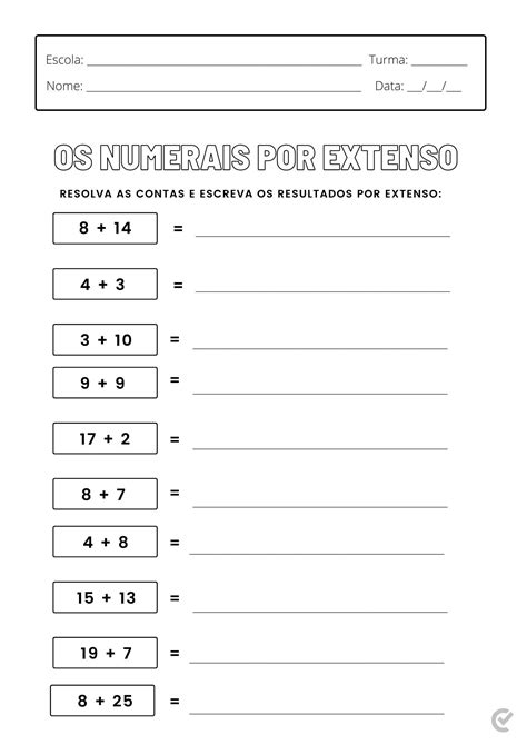 Atividades De N Meros Por Extenso Ano
