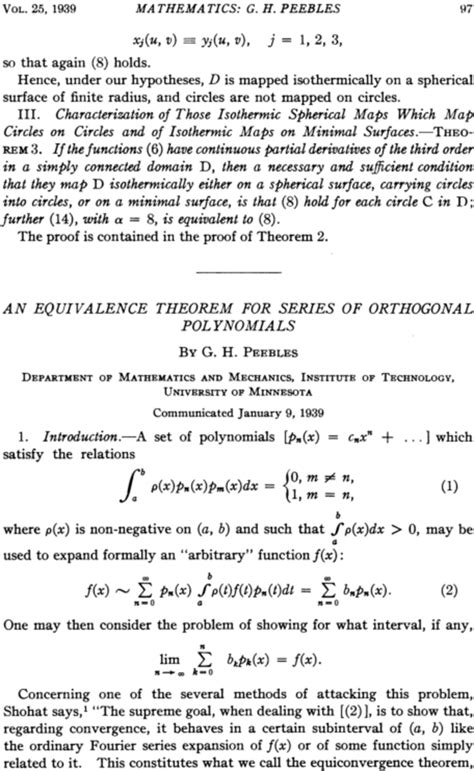 an equivalence theorem for series of orthogonal polynomials pnas