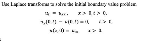 solved use laplace transforms to solve the initial boundary value problem ut uxx x 0 t