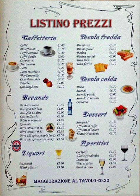 Risultati Immagini Per Listino Prezzi Bevande Bar Fotos Lingua Italiana