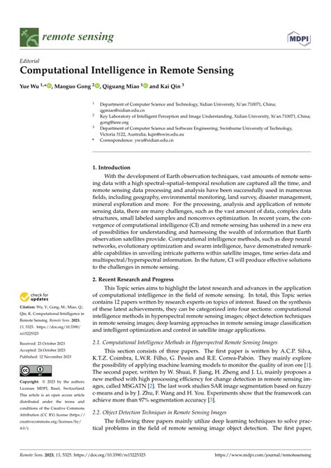 pdf computational intelligence in remote sensing