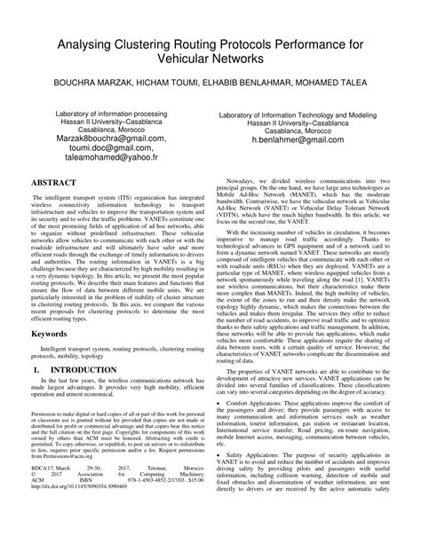 pdf analysing clustering routing protocols performance for vehicular networks