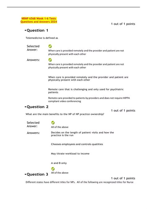NRNP 6568 Week 1 6 Tests Questions And Answers 2024 NRNP 6568 Wk 1 6