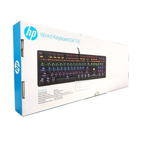 Teclado Gamer Mecânico HP GK100 USB LED RGB Layout ABNT2 Preto