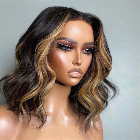 Beeos 13x4 SKINLIKE Real HD Lace Frontal Wig Highlight Color Wave Bob