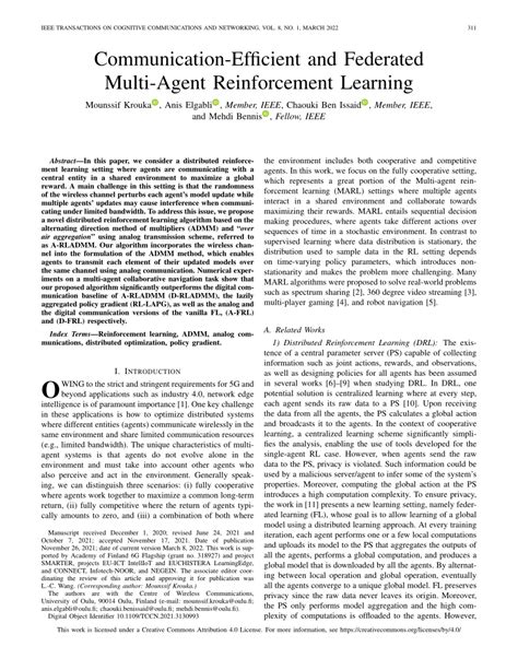 pdf communication efficient and federated multi agent reinforcement learning