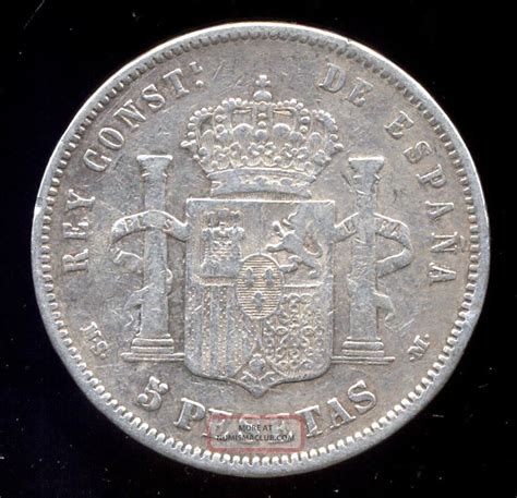 358 Indalo Spain Alfonso Xii Silver 5 Pesetas 1882 8 Msm