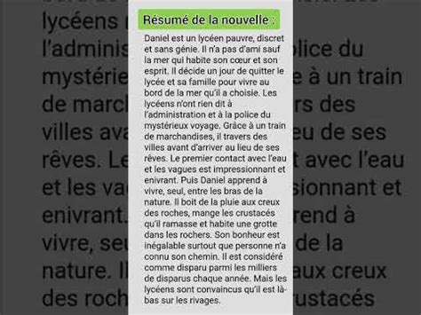 Résumé de la nouvelle Celui qui navait jamais vu la mer 3ème