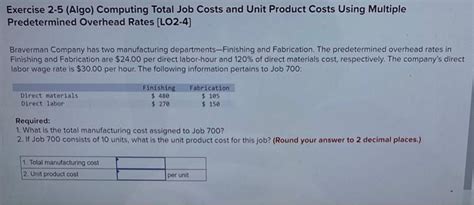solved exercise 2 5 algo computing total job costs and