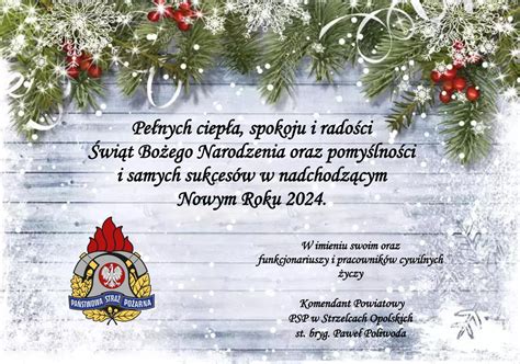 Życzenia Świąteczne i Noworoczne Komenda Powiatowa Państwowej Straży
