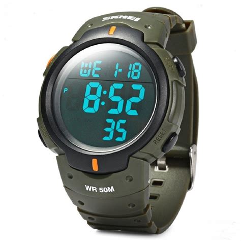 Buy SKMEI Digital White Dial Men S Watch 1068 Army Green At Amazon In