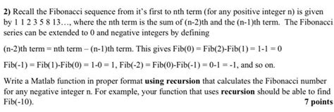 solved 2 recall the fibonacci sequence from it s first to