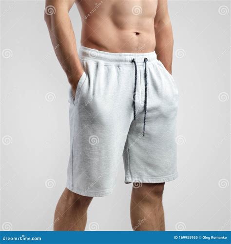 Mockup Of White Men S Shorts On An Isolated Background Side View Stock