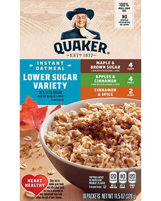 Lower Sugar Instant Oatmeal Variety Pack Quaker Oats
