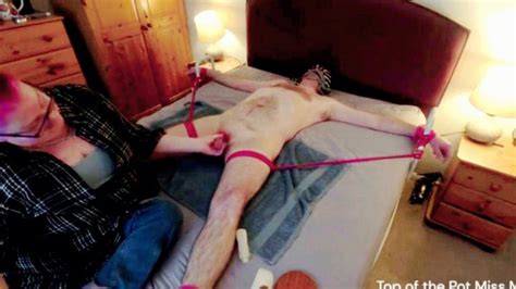 Miss M Post Orgasm Torment On A Spreadeagled Sub On Bed PORNMEKA