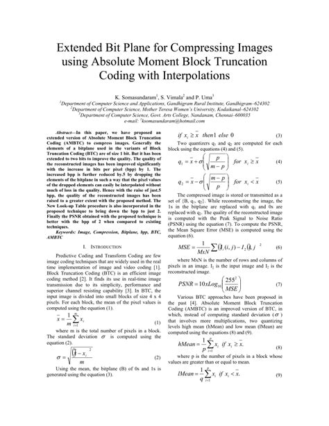 pdf extended bit plane for compressing images using absolute moment block truncation coding