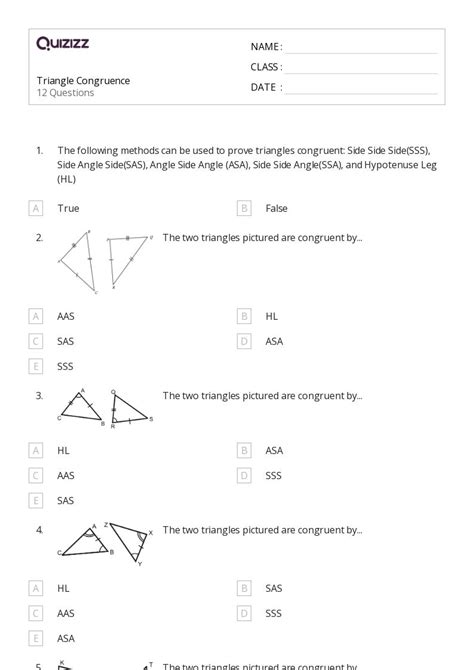 50 Congruence Worksheets For 12th Year On Quizizz Free Printable