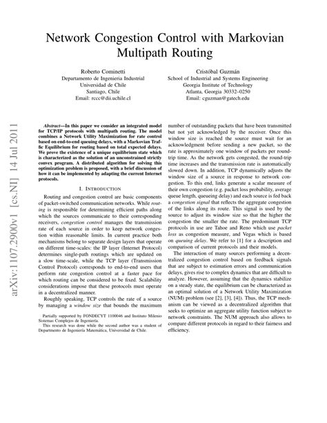 pdf network congestion control with markovian multipath routing
