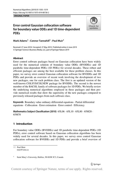 error control gaussian collocation software for boundary value odes and 1d time dependent pdes