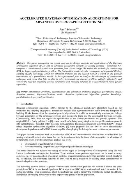pdf accelerated bayesian optimization algorithms for advanced hypergraph partitioning