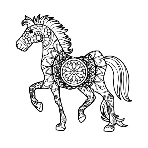 Coloriage Mandala de Cheval Majestueux télécharger et imprimer