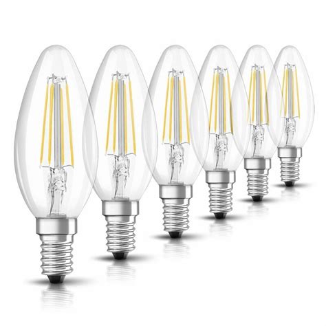 6 X Osram LED Filament Leuchtmittel Retrofit Classic B Kerze 6W 60W