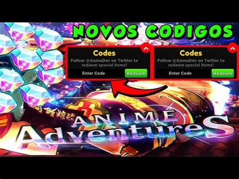 NOVO CÓDIGO TODOS OS 9 CÓDIGOS SECRETO DE GEMAS DO ANIME ADVENTURES