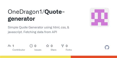 GitHub OneDragon1 Quote Generator Simple Quote Generator Using Html