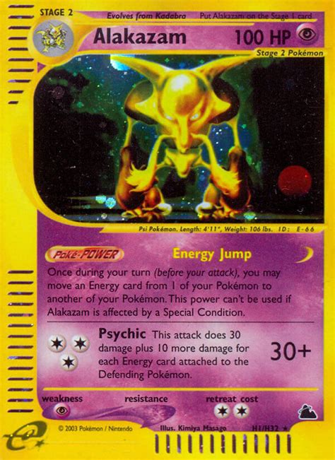 Pokémon e Card Series Skyridge Card H01 Alakazam Standard Holo Arcade