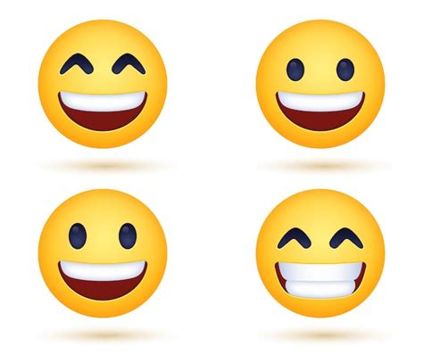Cute Smiling Grinning Emoticon Showing Teeth Emoji Smiley Vector The