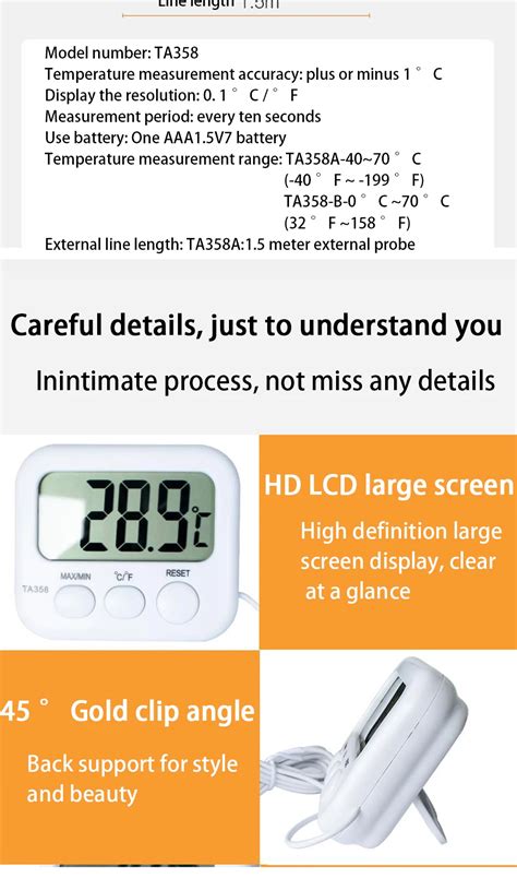 Mesure thermique Thermomètre avec Mini sonde numérique LCD pour