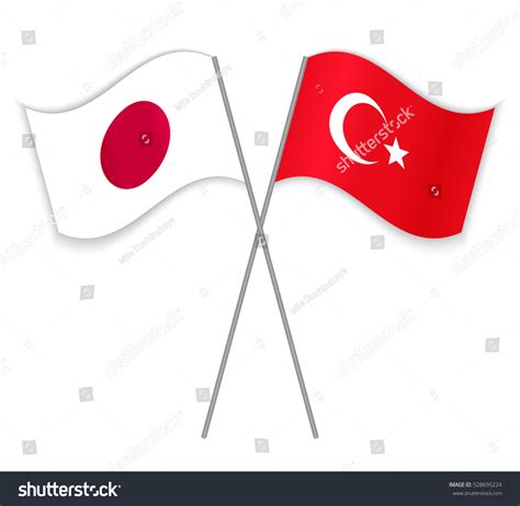 Japanese Turkish Crossed Flags Japan Combined Stock Vector Royalty
